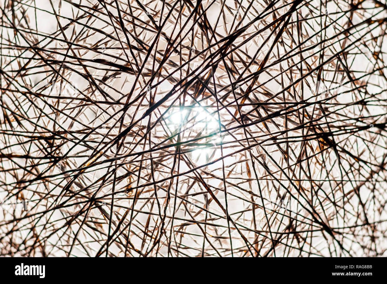 Light source glowing through a white textile wicker ball frame Stock ...