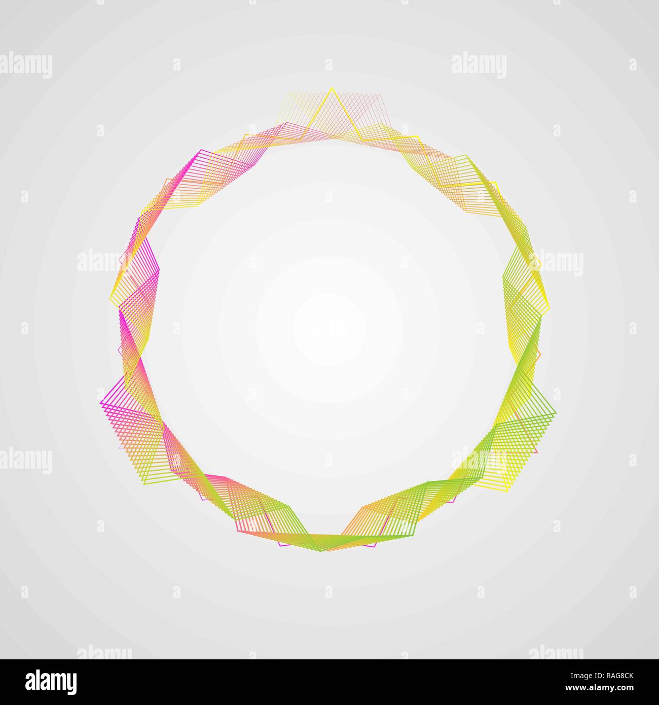 Neon effect. wavy bright gradient circle frame. Stylized Guilloche ...
