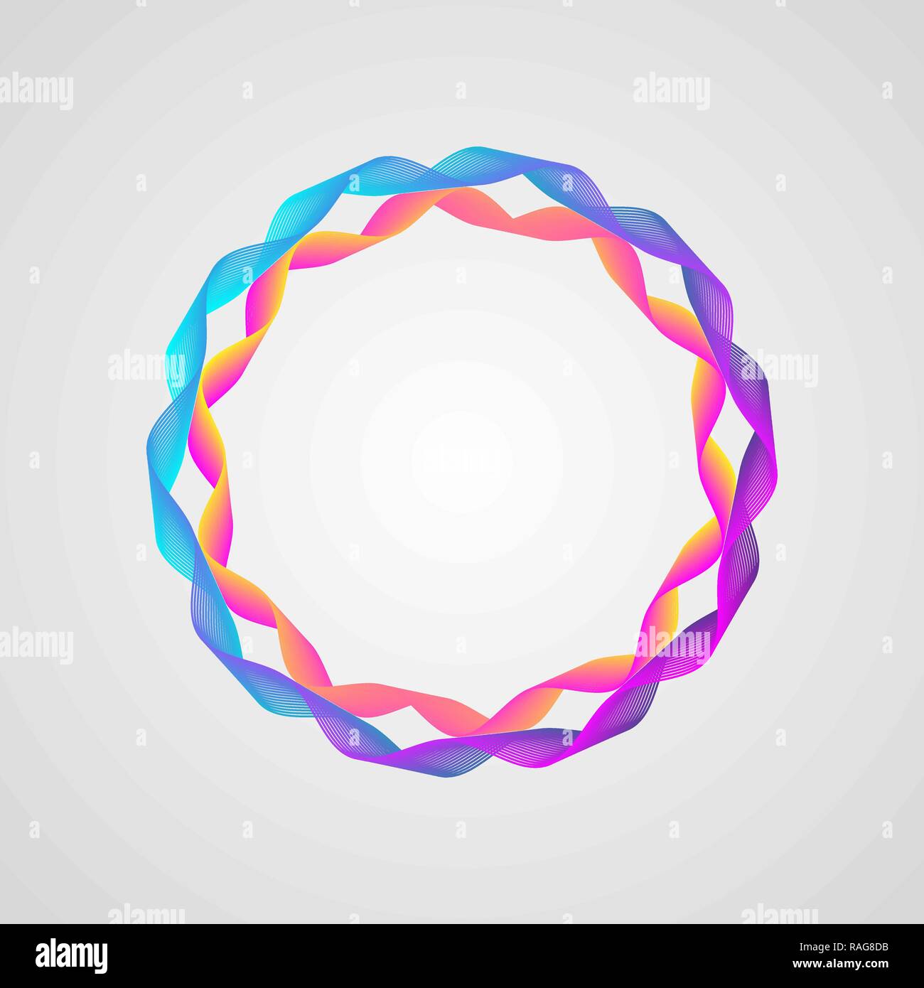 Neon effect. wavy bright gradient circle frame. Stylized Guilloche ...