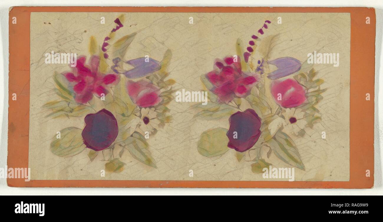 Flower arrangement, about 1870, Hand-colored Albumen silver print ...