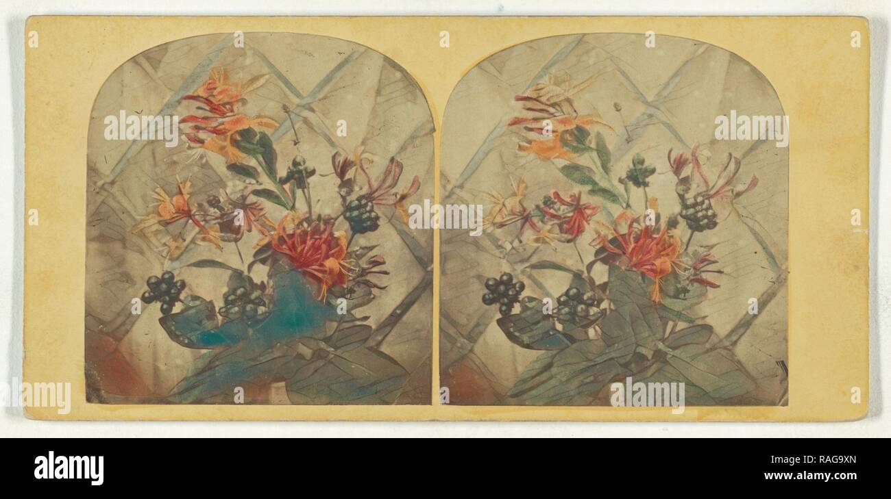 Flower arrangement, about 1865, Hand-colored Albumen silver print ...
