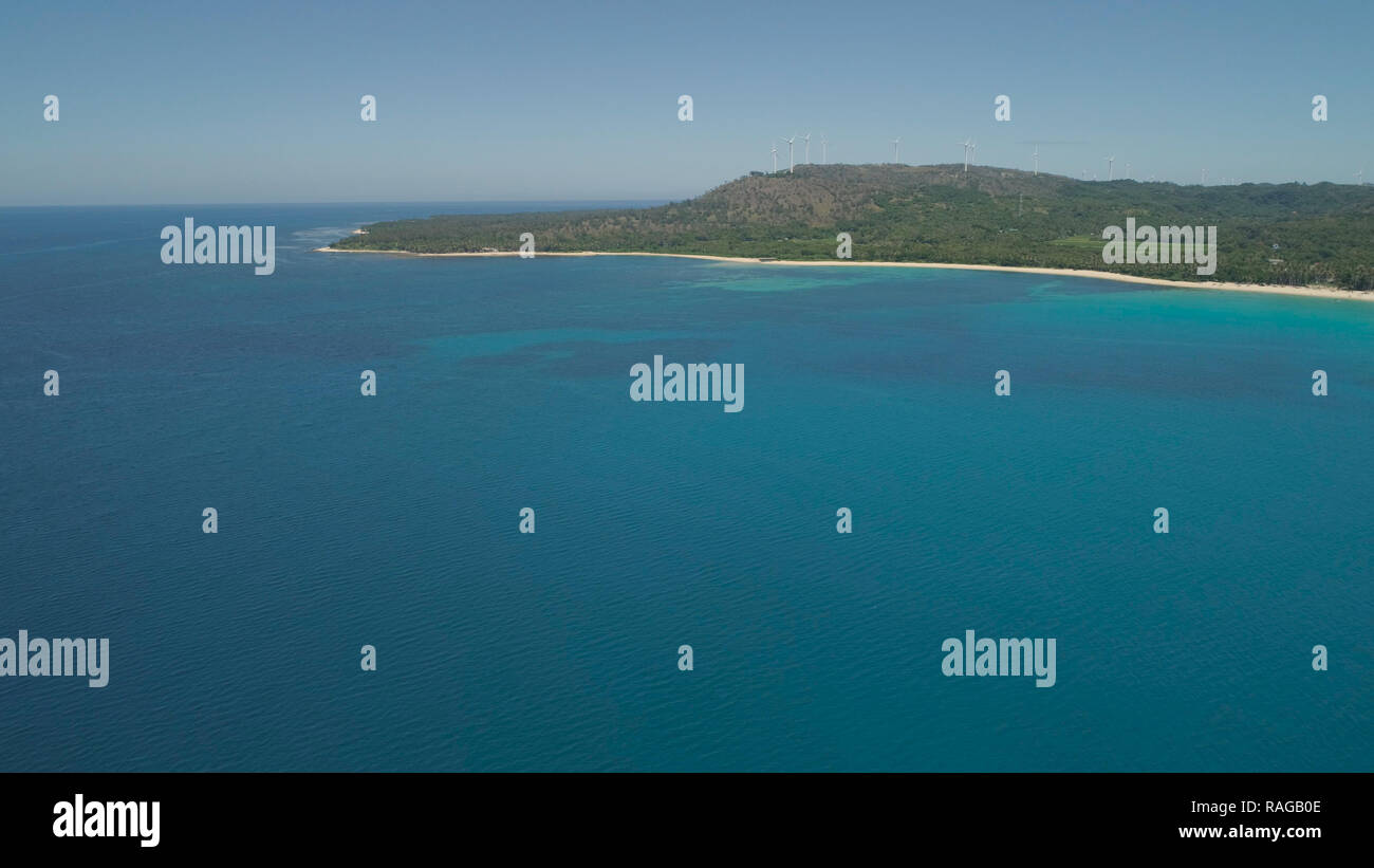 Aerial view of beautiful tropical beach Saud with turquoise water in ...