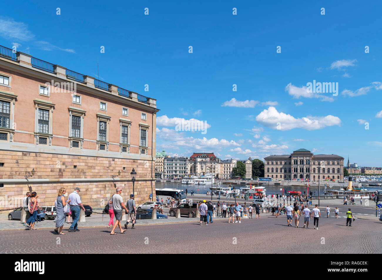 View down Slottsbacken towards Blasieholmen and the National Museum ...