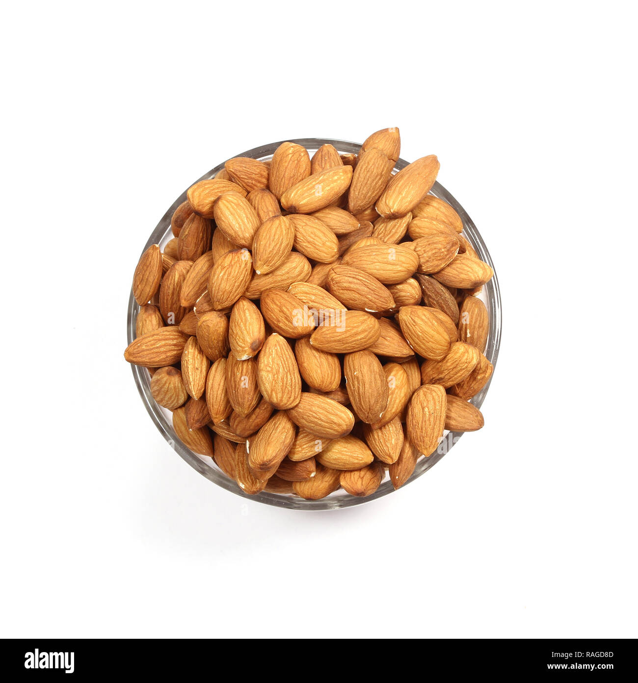 Almond in bowl from TOP on a White Background Stock Photo - Alamy
