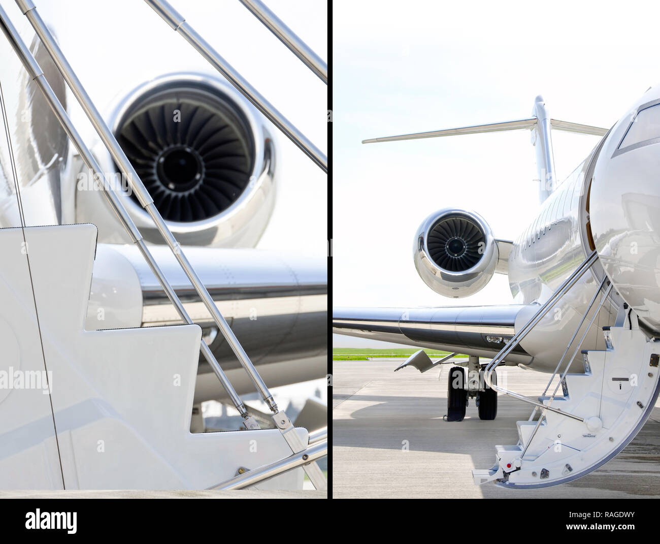 Collection of two photos of Stairs with Jet Engine on a modern private ...