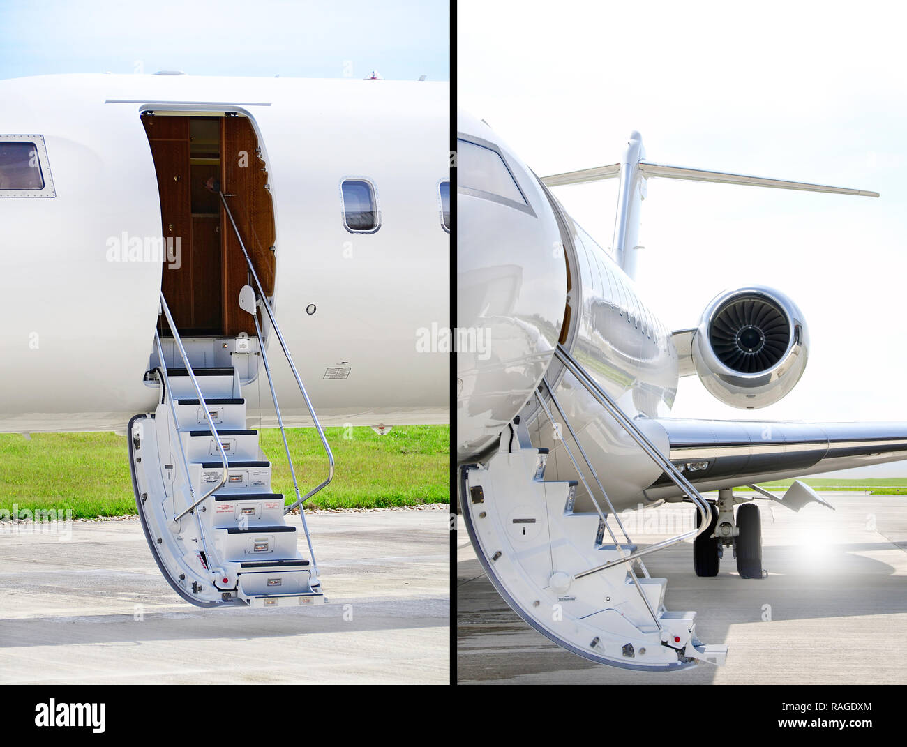 Collection of two photos of Stairs with Jet Engine on a modern private ...