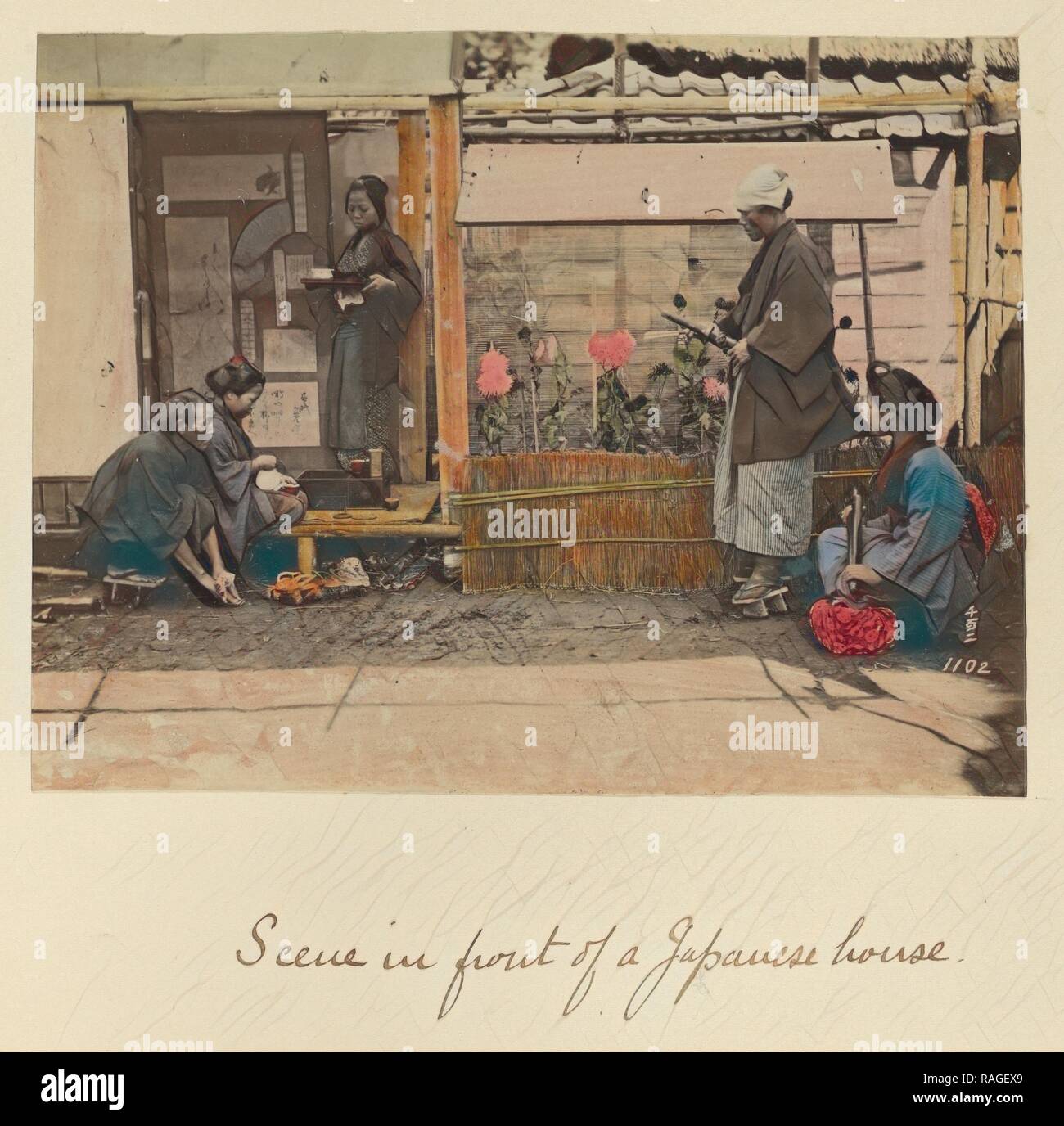 Scene in front of a Japanese house, Shinichi Suzuki (Japanese, 1835 ...