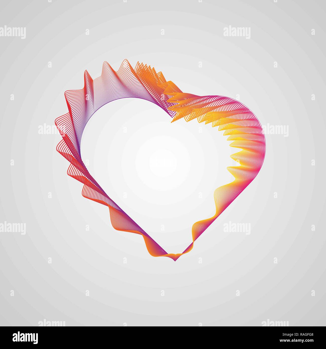 wavy Valentines heart. Decorative neon Heart of lines Vector ...