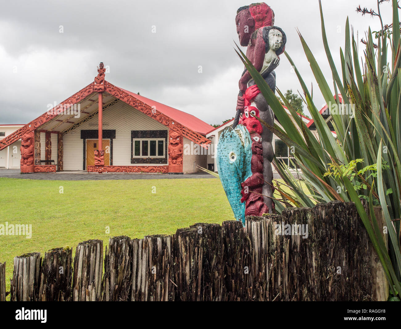 Pouakani Marae of Ngati Kahungunu o Wairarapa, with whare whakairo ...