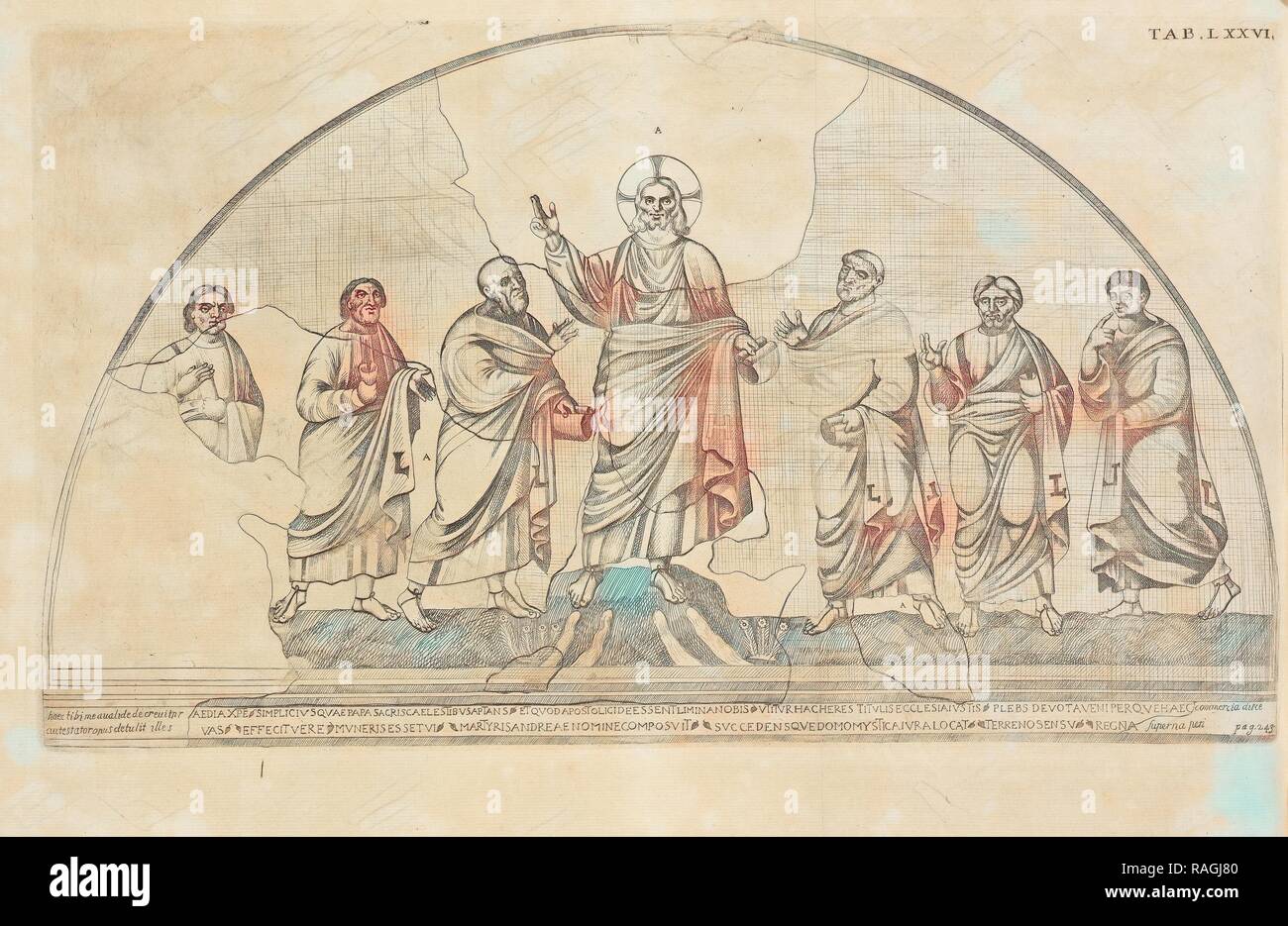 Rome, Mosaic depicting Jesus Christ with 6 apostles in the apse of the ...