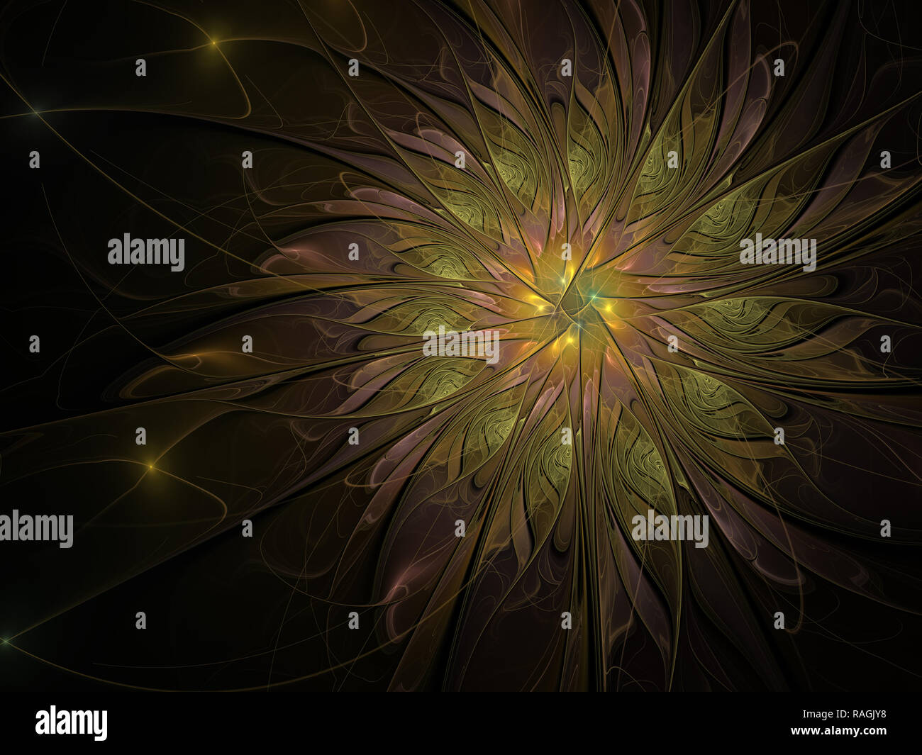 Elegant floral fractal design in soft graded pastel shades. Computer ...