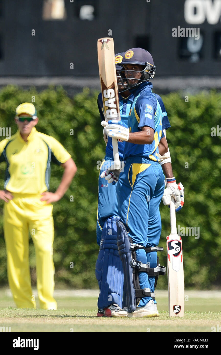 Colombo, Sri Lanka. 03rd Jan, 2019. Kamil Mishara of Sri Lanka U19 ...
