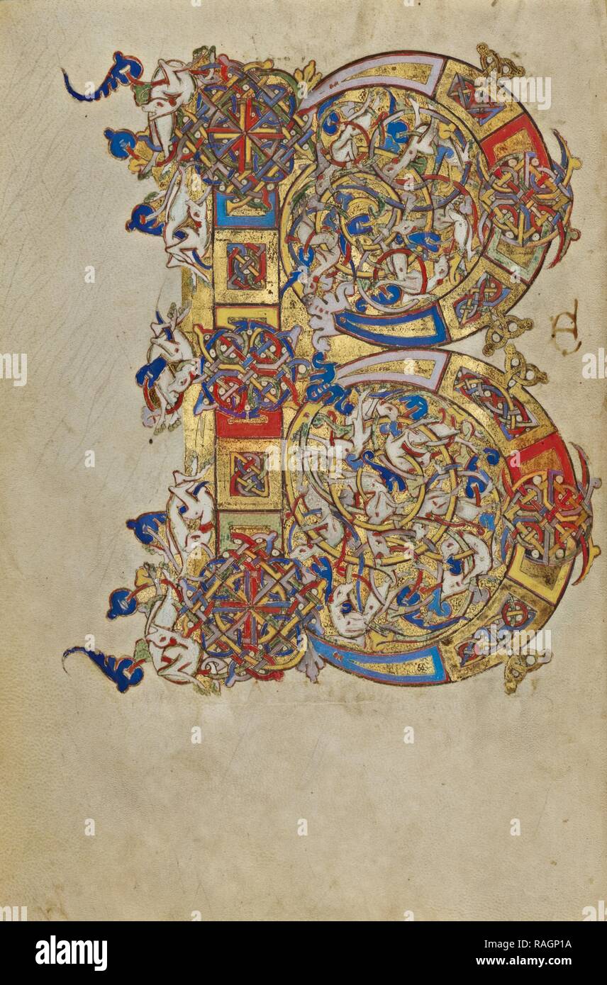 Inhabited Initial B, Montecassino, Italy, 1153, Tempera colors, gold ...