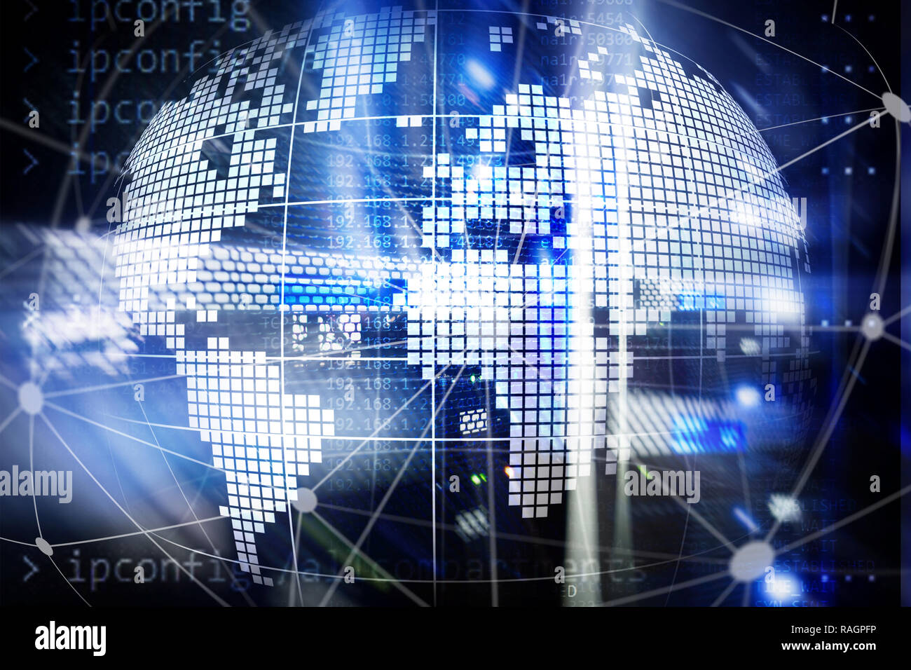 3D Earth as telecommunication and internet technology concept Stock ...