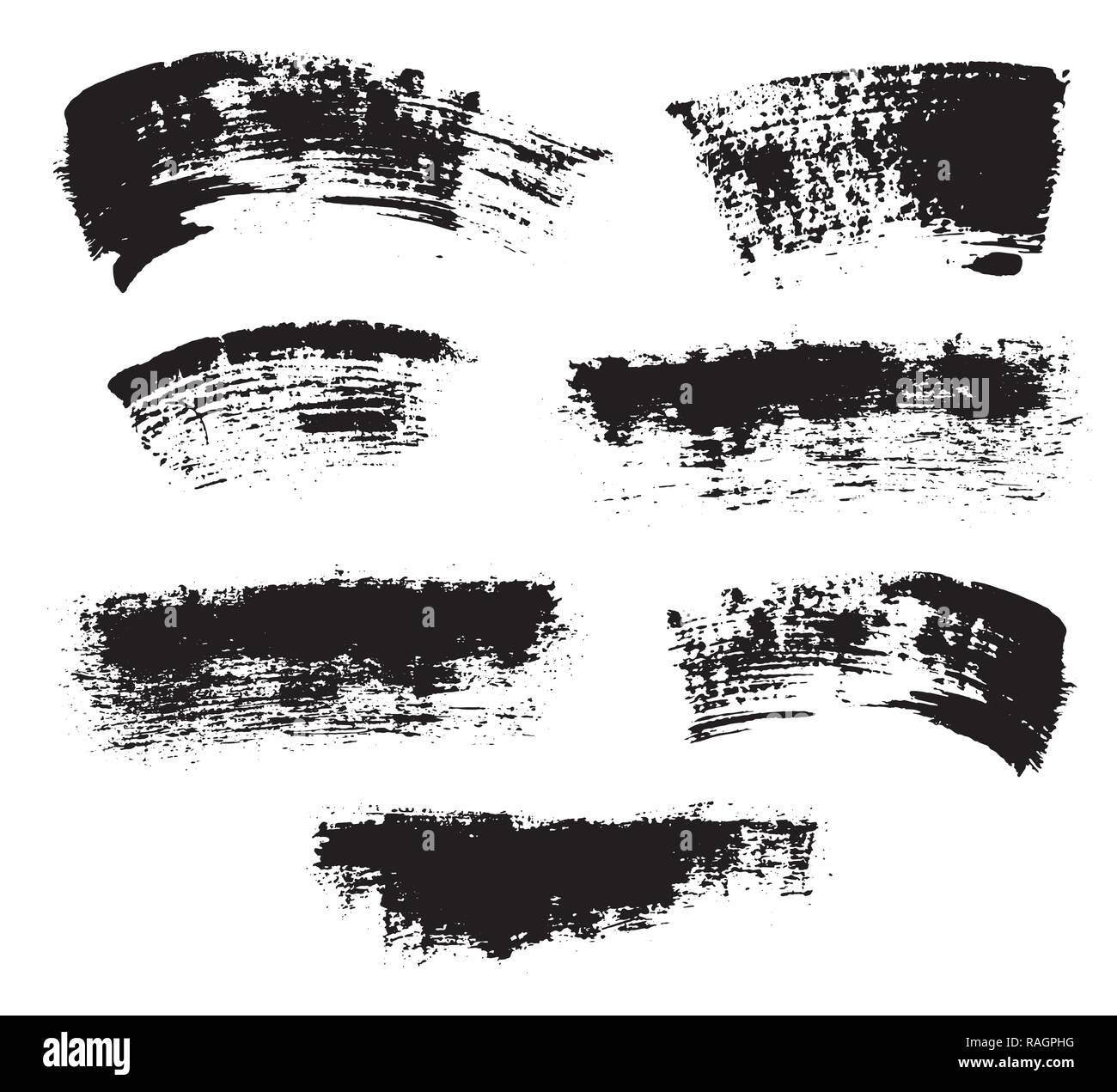 Brush strokes Set hand drawn grunge texture vector illustration ...