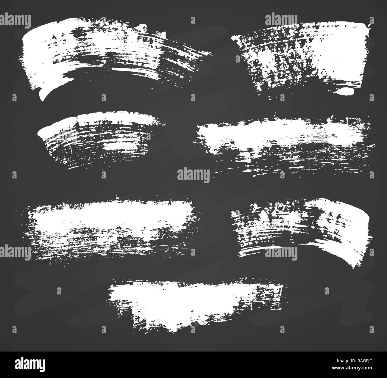 Brush strokes Set hand drawn grunge texture vector illustration on ...