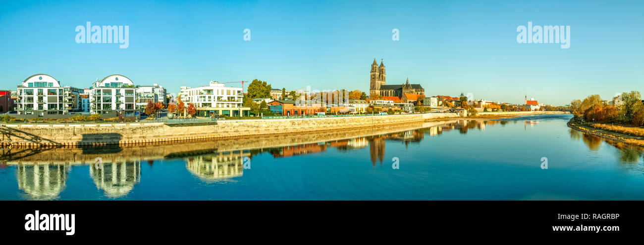 Magdeburg cathedral on river elbe hi-res stock photography and images ...