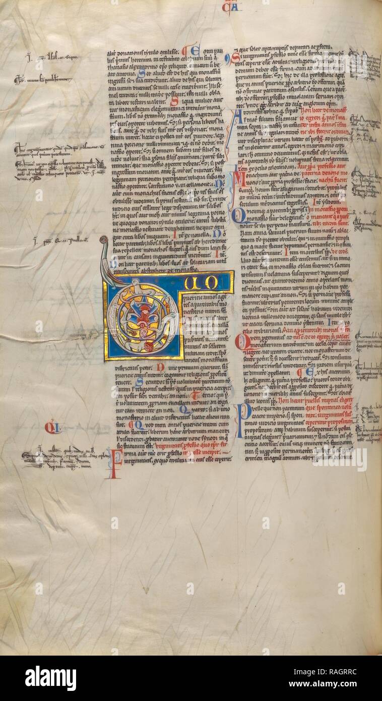 Inhabited Initial D, Paris, France, about 1170 - 1180, Tempera colors ...