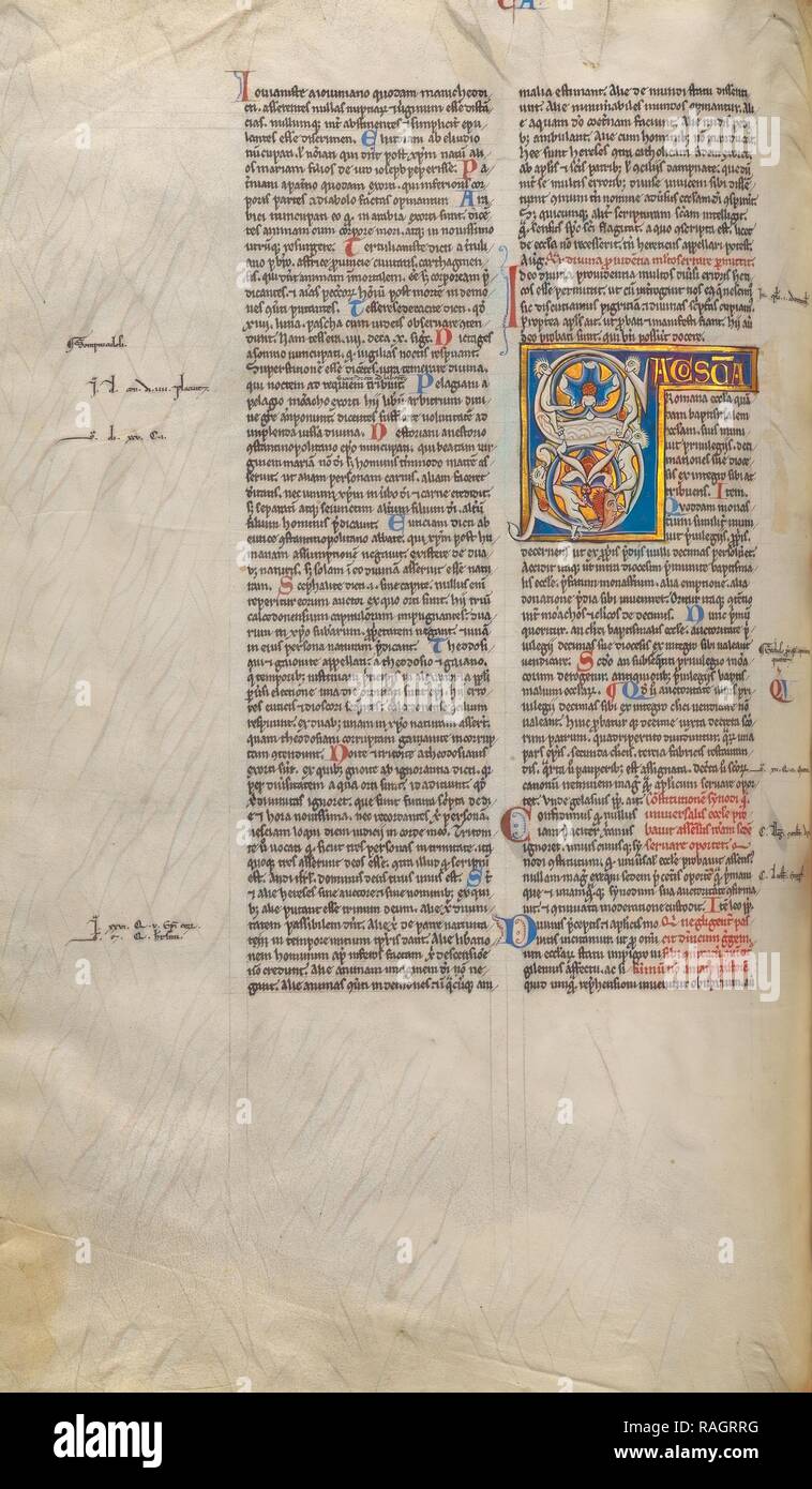 Inhabited Initial S, Paris, France, about 1170 - 1180, Tempera colors ...