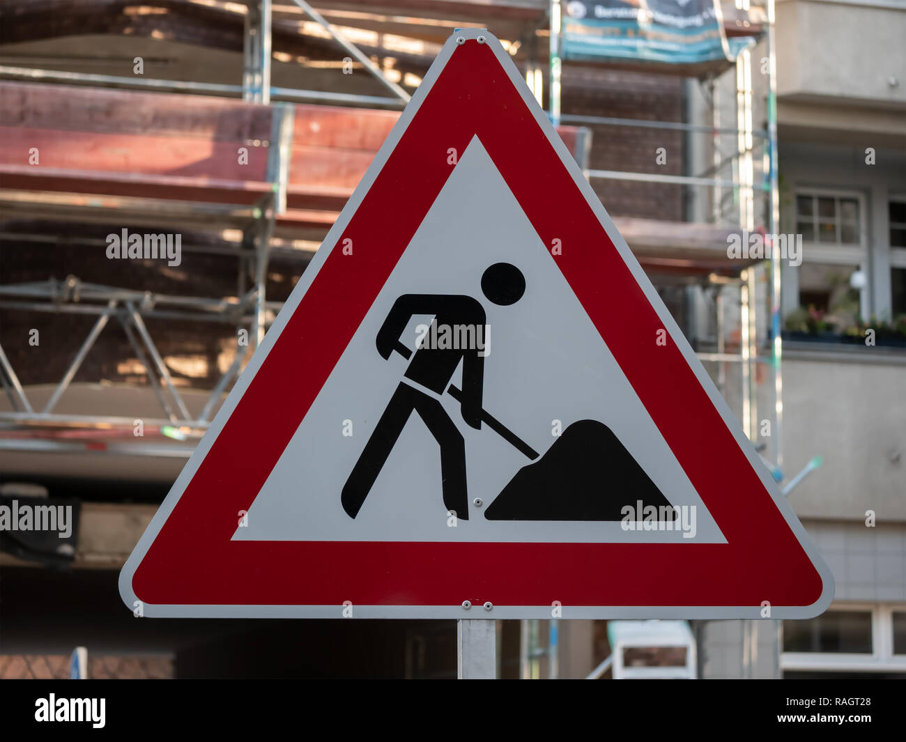 German Construction Work Street Sign In Berlin Stock Photo - Alamy