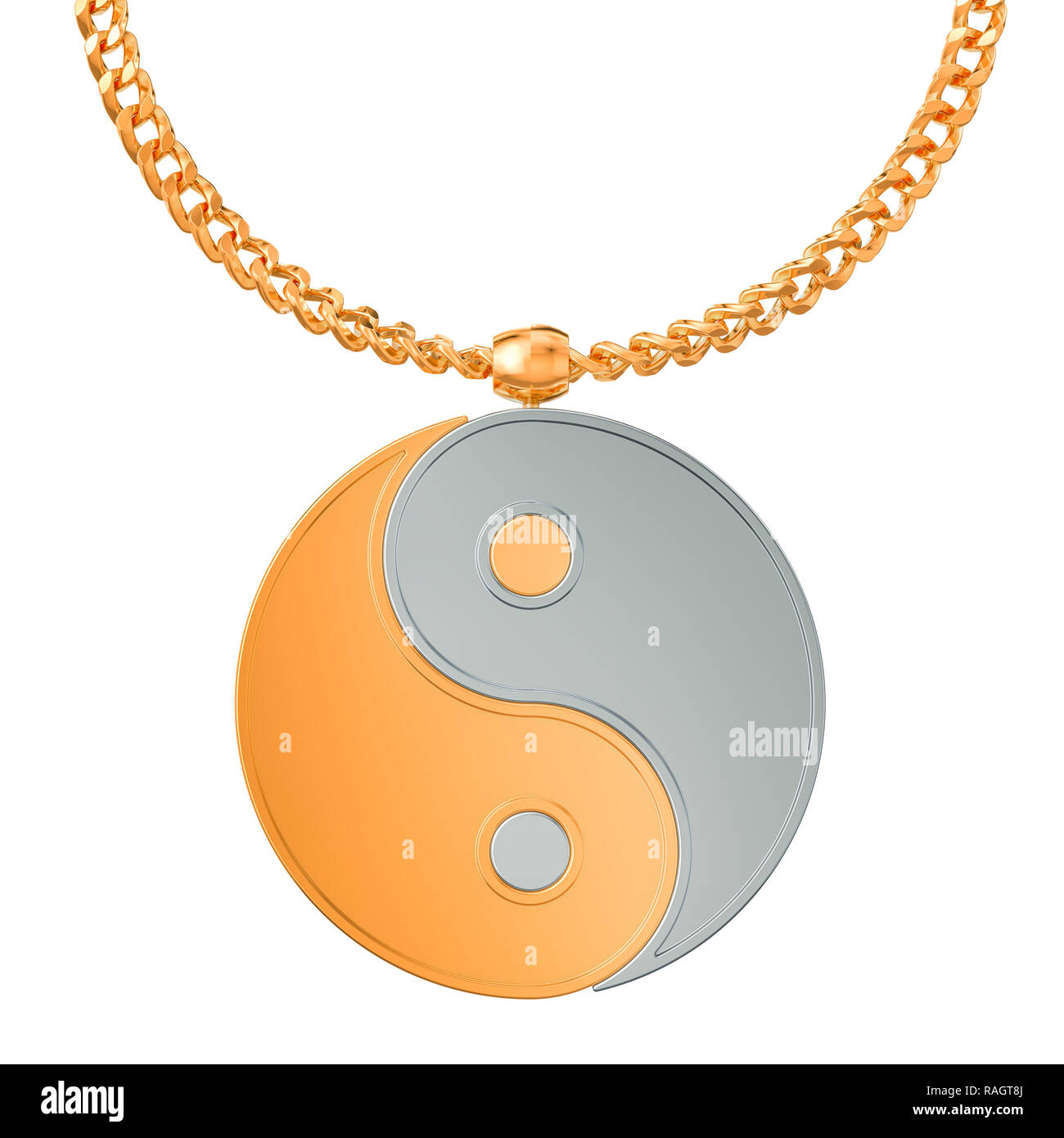 Yin Yang Symbol on golden chain, 3D rendering Stock Photo - Alamy