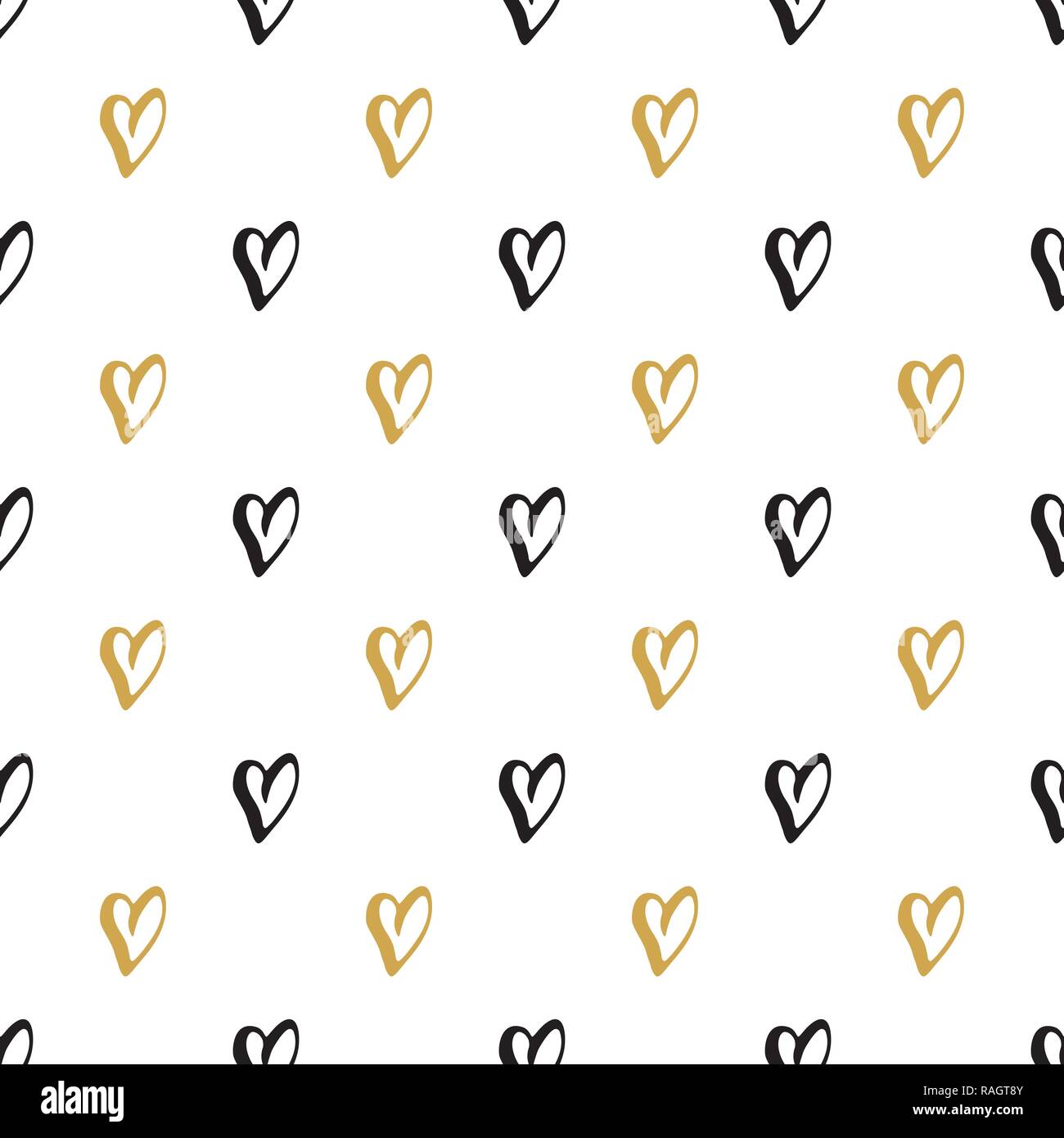 Heart symbol seamless pattern vector illustration. Hand drawn sketch ...