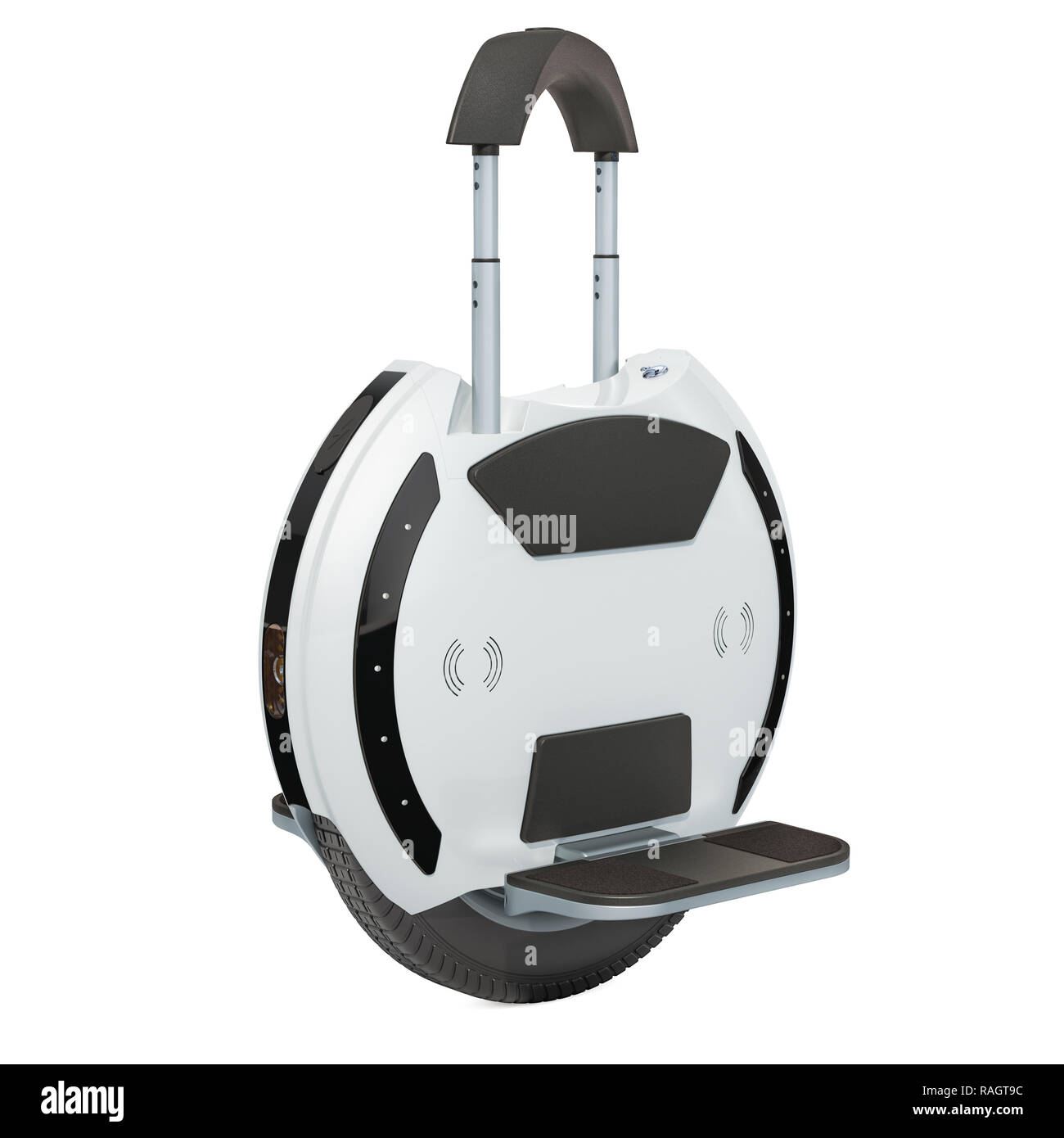 Electric Unicycle With Handle, 3D rendering isolated on white ...