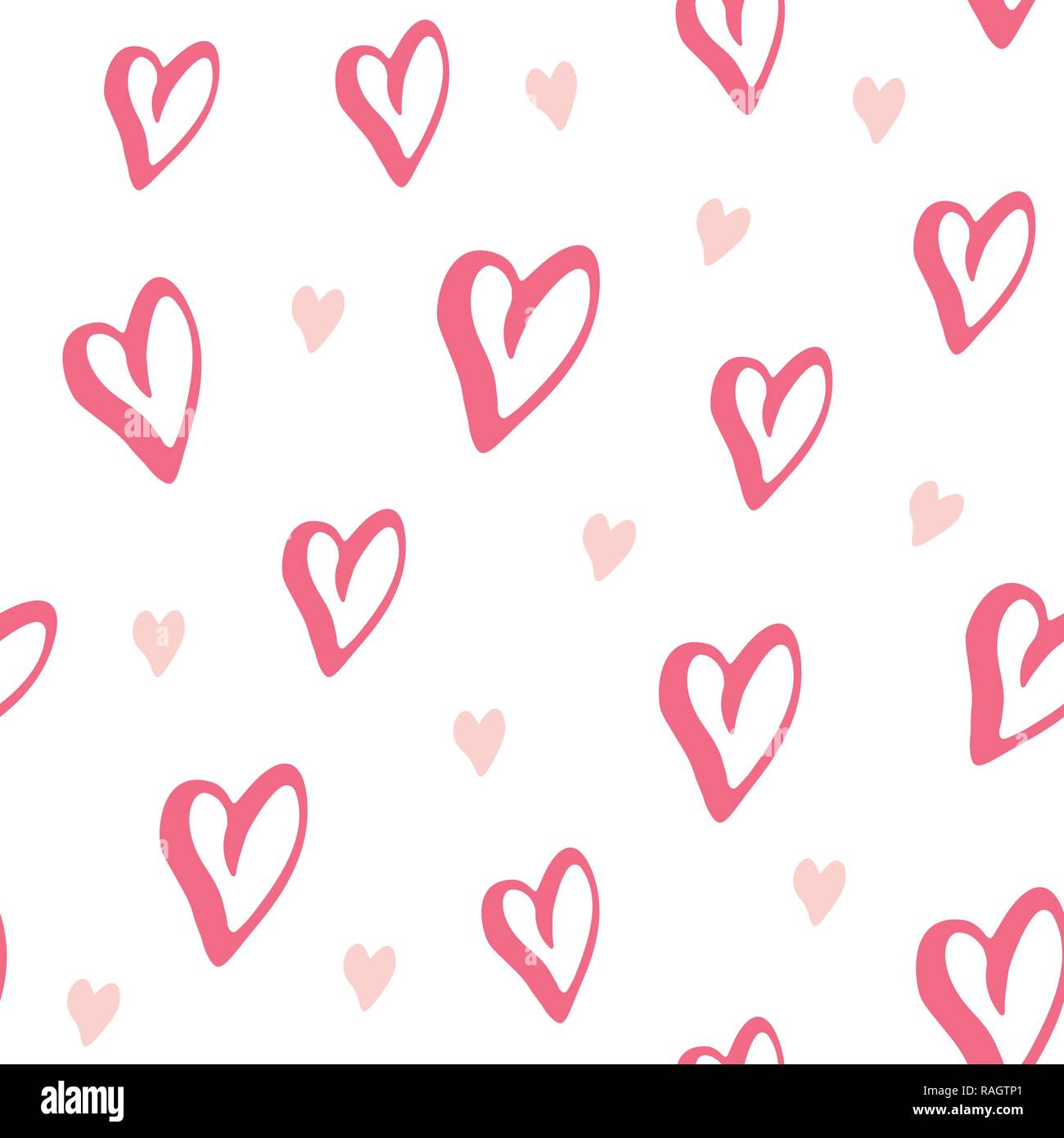 Heart symbol seamless pattern vector illustration. Hand drawn sketch ...
