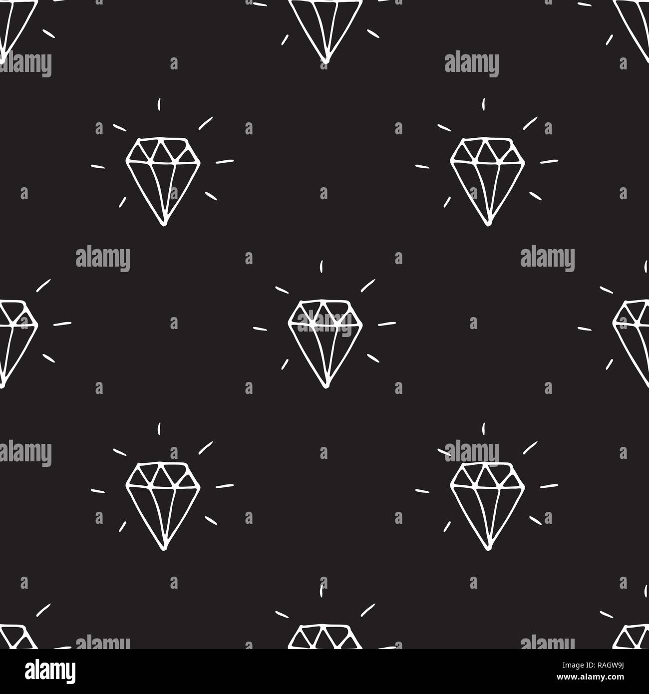 Diamond seamless pattern vector illustration. Hand drawn sketched ...