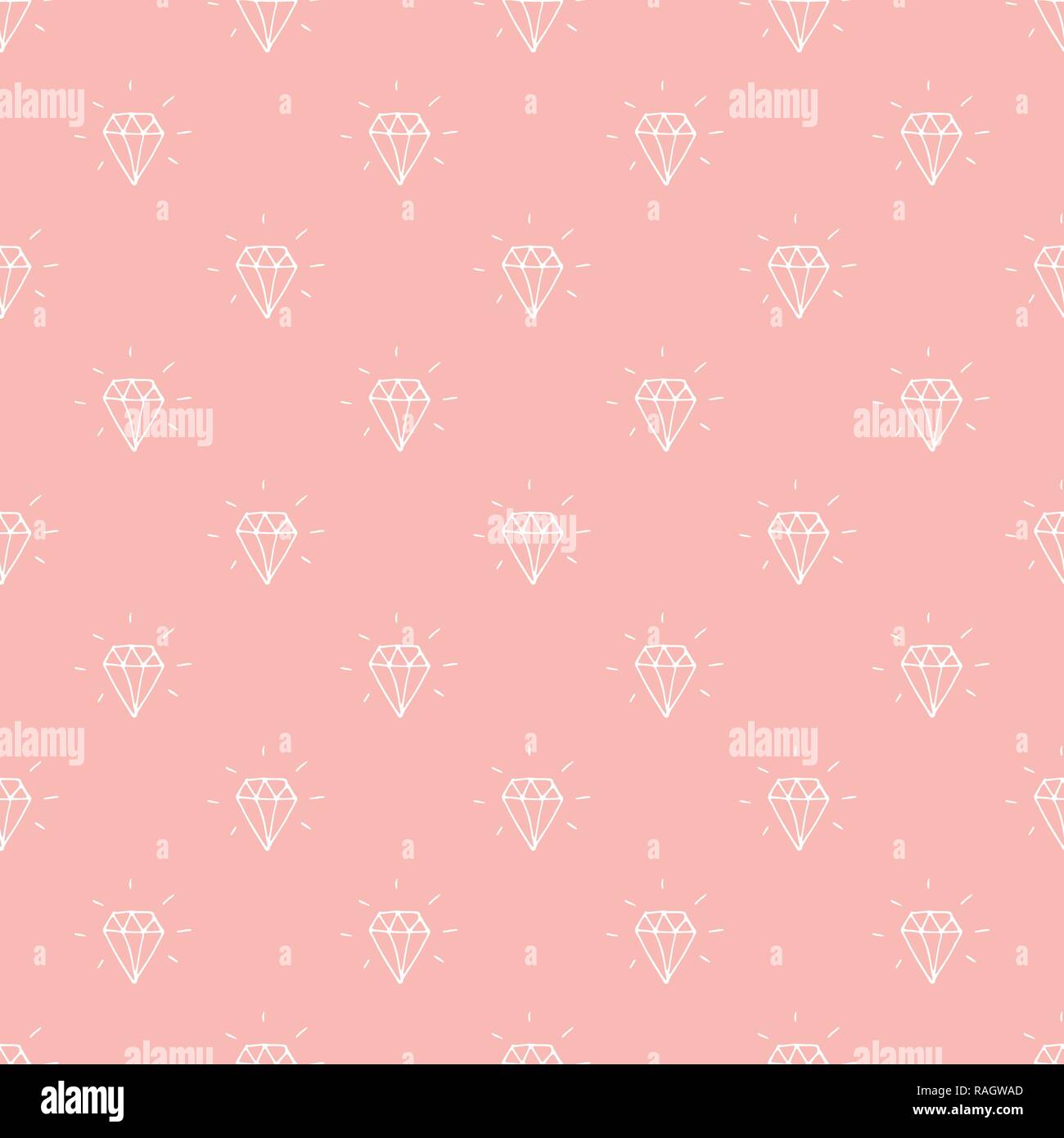 Diamond seamless pattern vector illustration. Hand drawn sketched ...