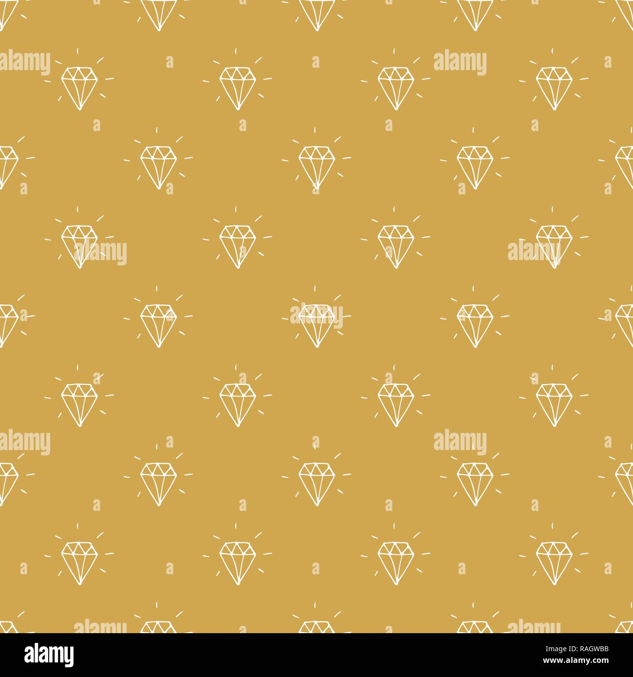 Diamond seamless pattern vector illustration. Hand drawn sketched ...
