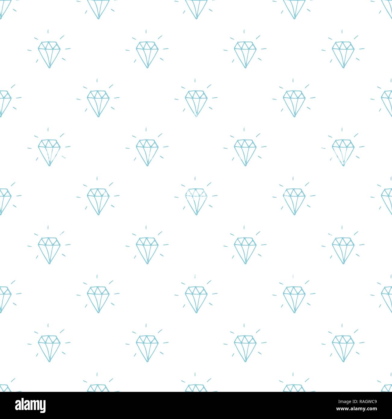 Diamond seamless pattern vector illustration. Hand drawn sketched ...