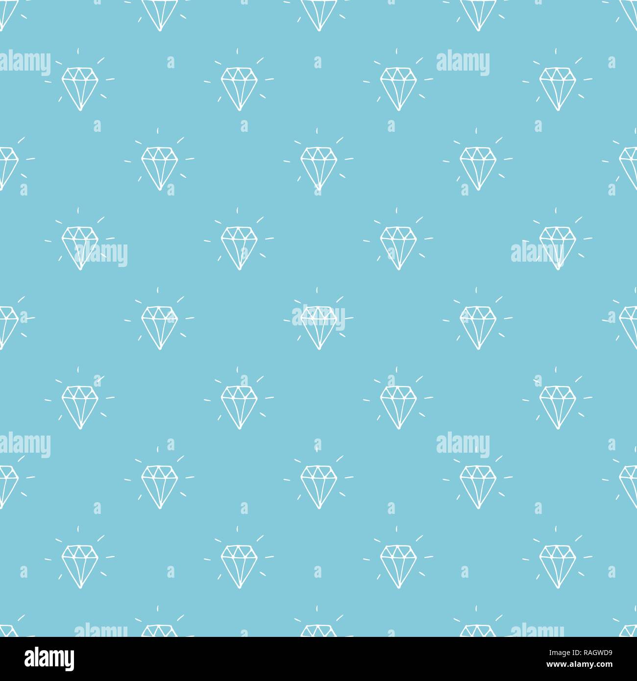 Diamond seamless pattern vector illustration. Hand drawn sketched ...