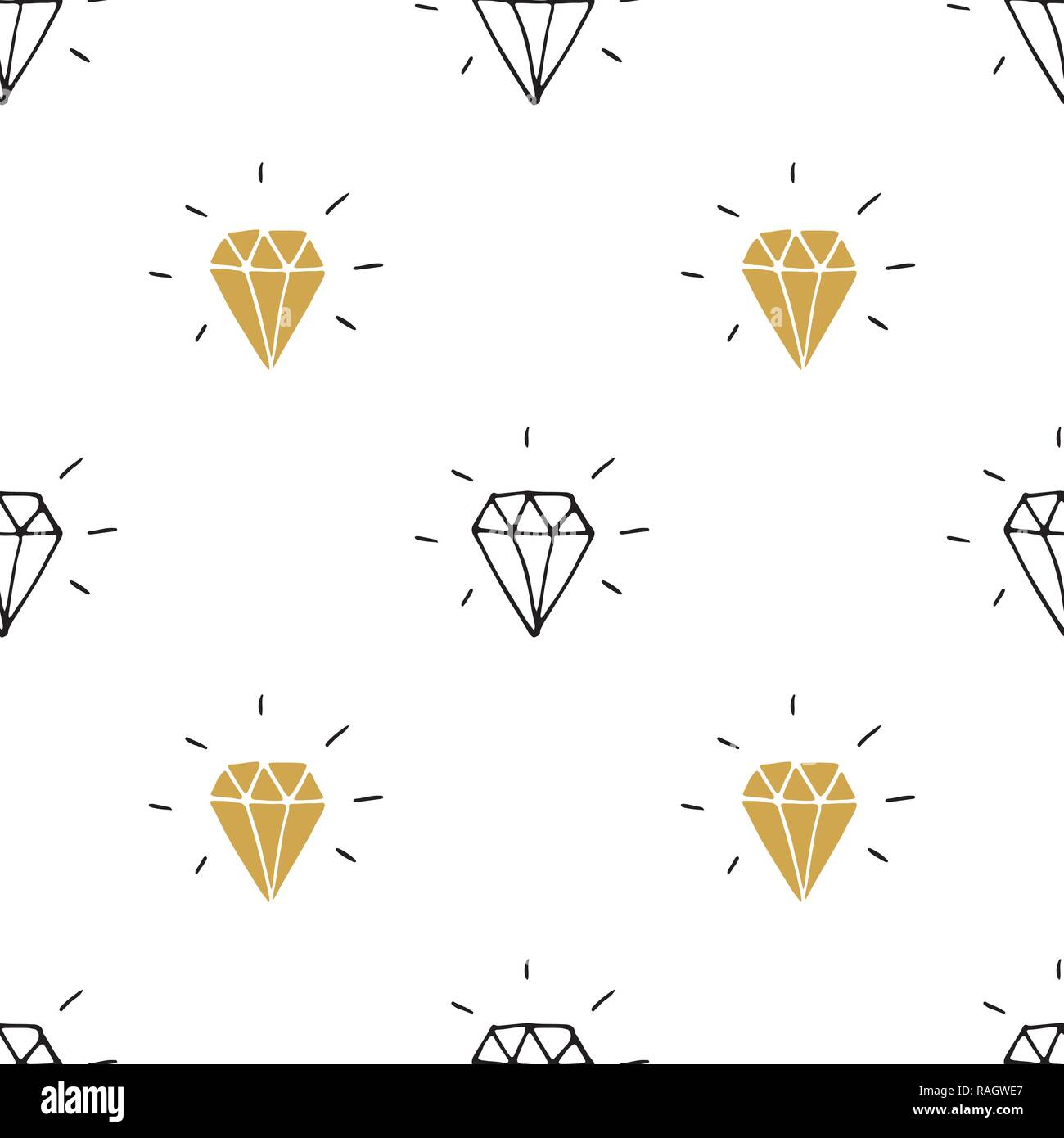 Diamond seamless pattern vector illustration. Hand drawn sketched ...