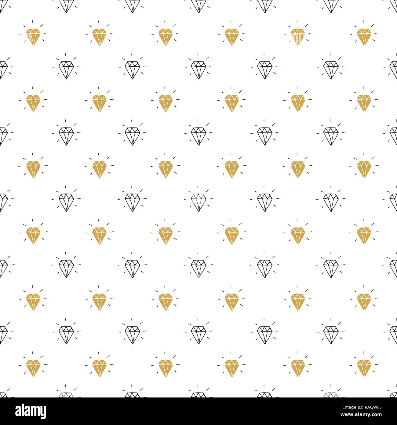 Diamond seamless pattern vector illustration. Hand drawn sketched ...