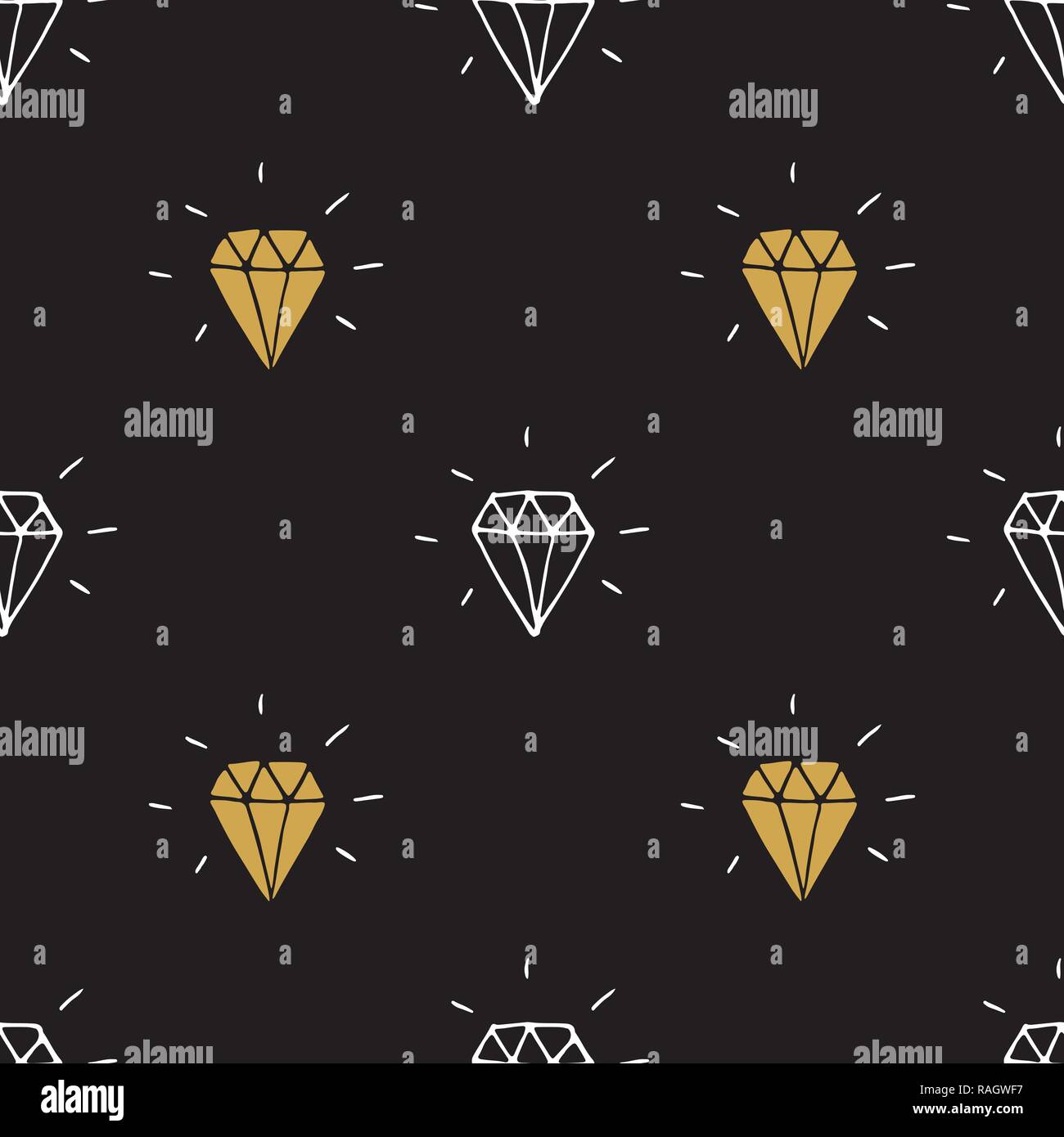 Diamond seamless pattern vector illustration. Hand drawn sketched ...