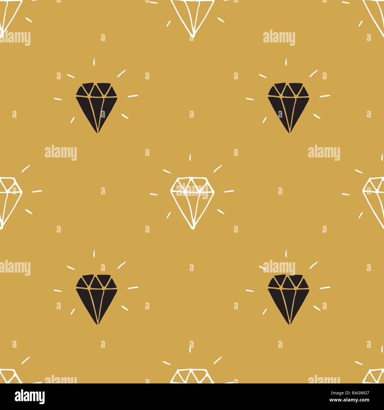 Diamond seamless pattern vector illustration. Hand drawn sketched ...