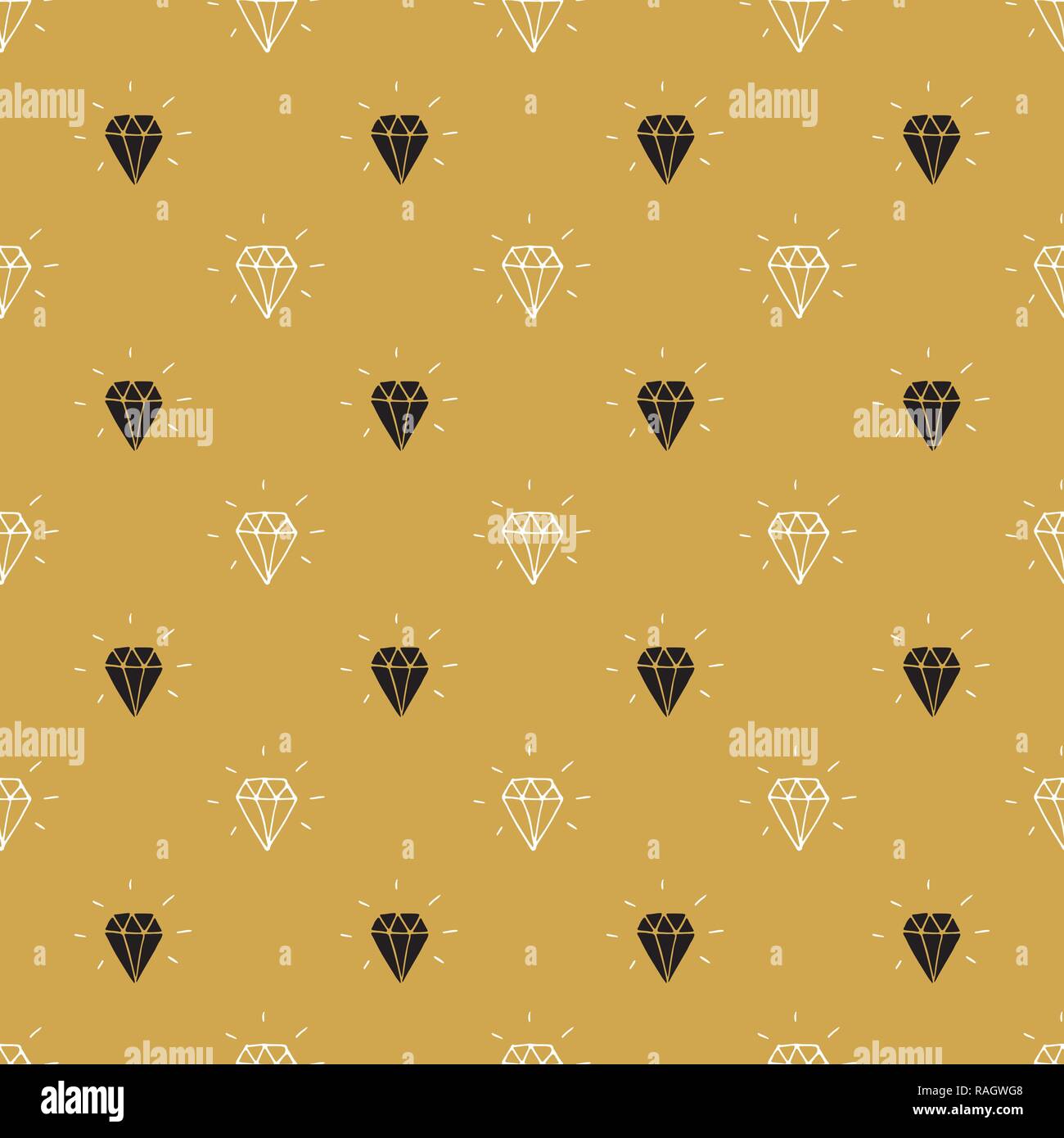 Diamond seamless pattern vector illustration. Hand drawn sketched ...