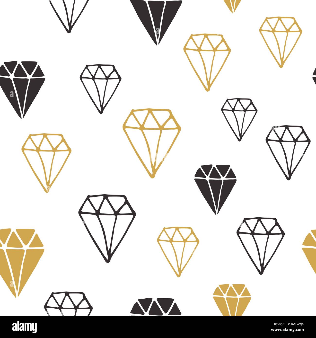 Diamond seamless pattern vector illustration. Hand drawn sketched ...