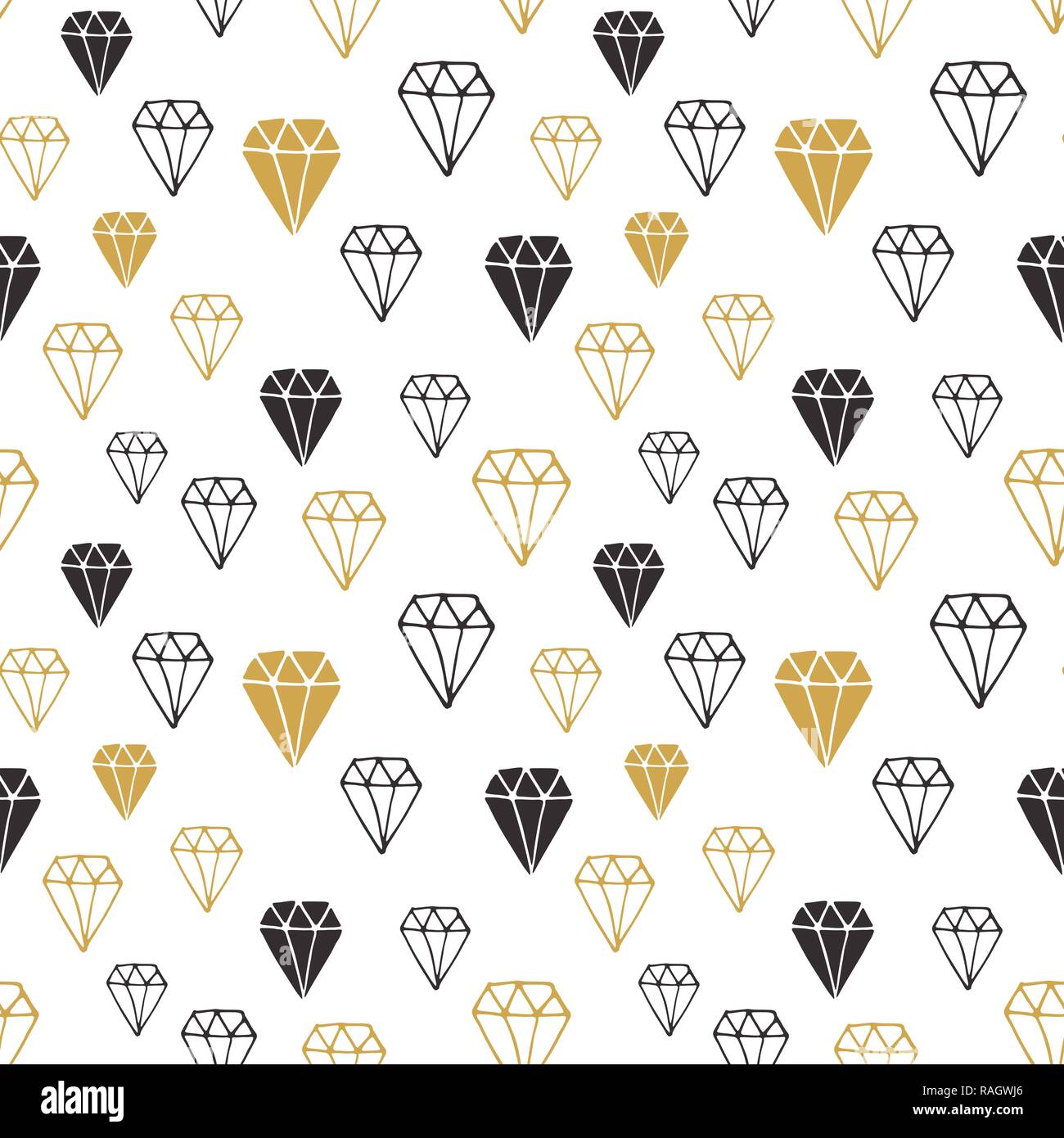 Diamond seamless pattern vector illustration. Hand drawn sketched ...