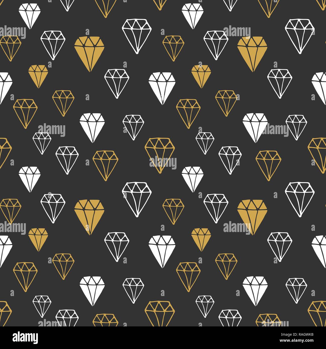 Diamond seamless pattern vector illustration. Hand drawn sketched ...
