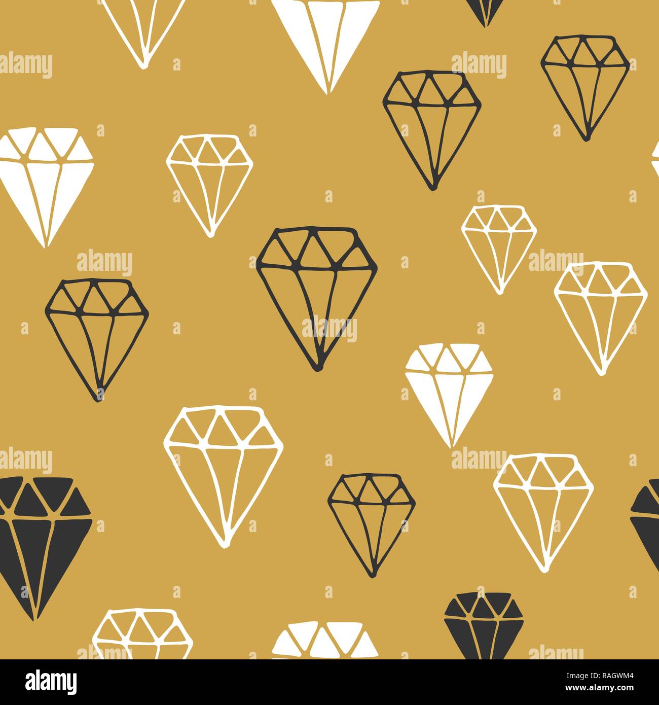 Diamond seamless pattern vector illustration. Hand drawn sketched ...