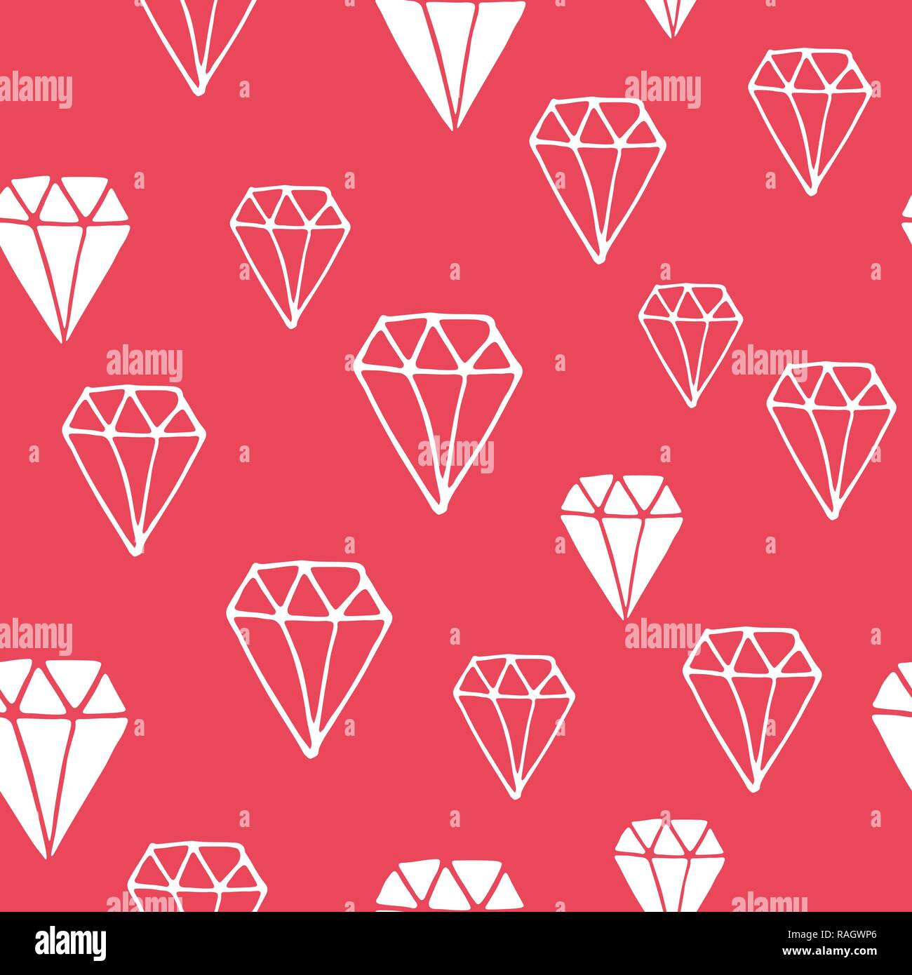 Diamond seamless pattern vector illustration. Hand drawn sketched ...