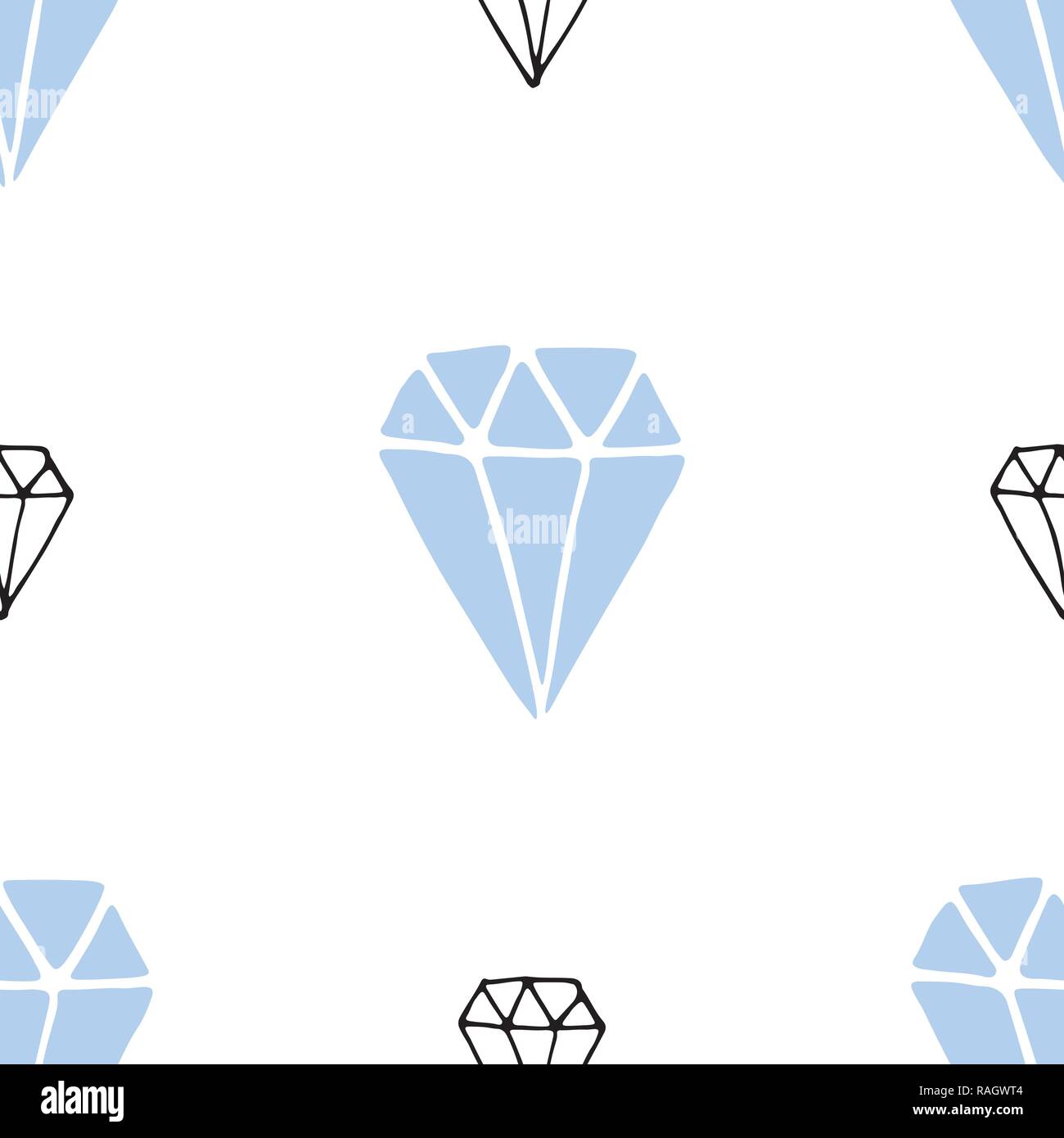 Diamond seamless pattern vector illustration. Hand drawn sketched ...