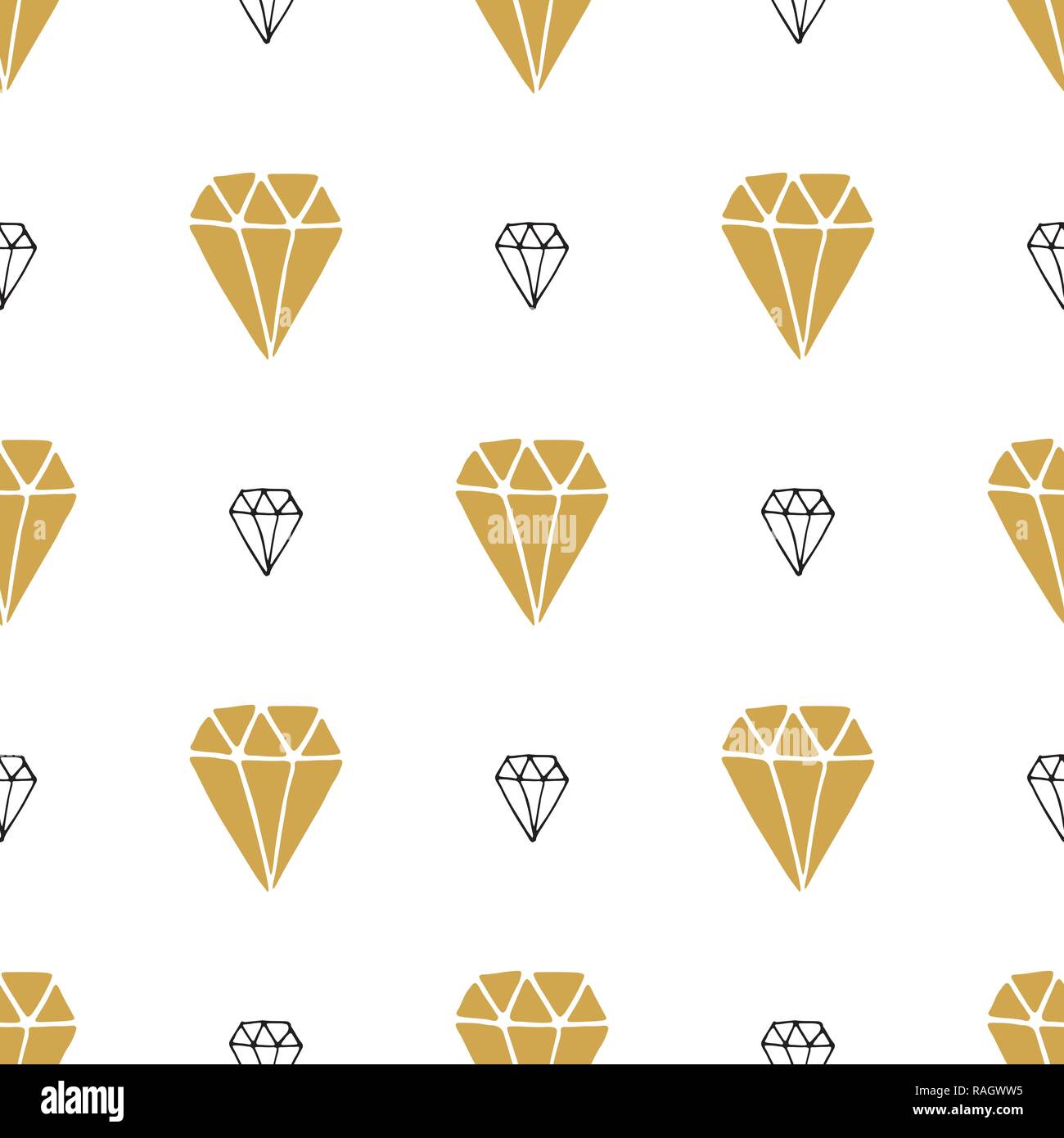 Diamond seamless pattern vector illustration. Hand drawn sketched ...