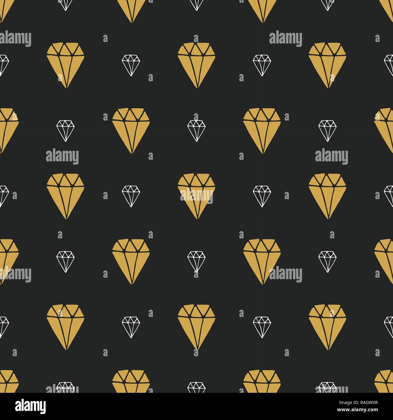 Diamond seamless pattern vector illustration. Hand drawn sketched ...