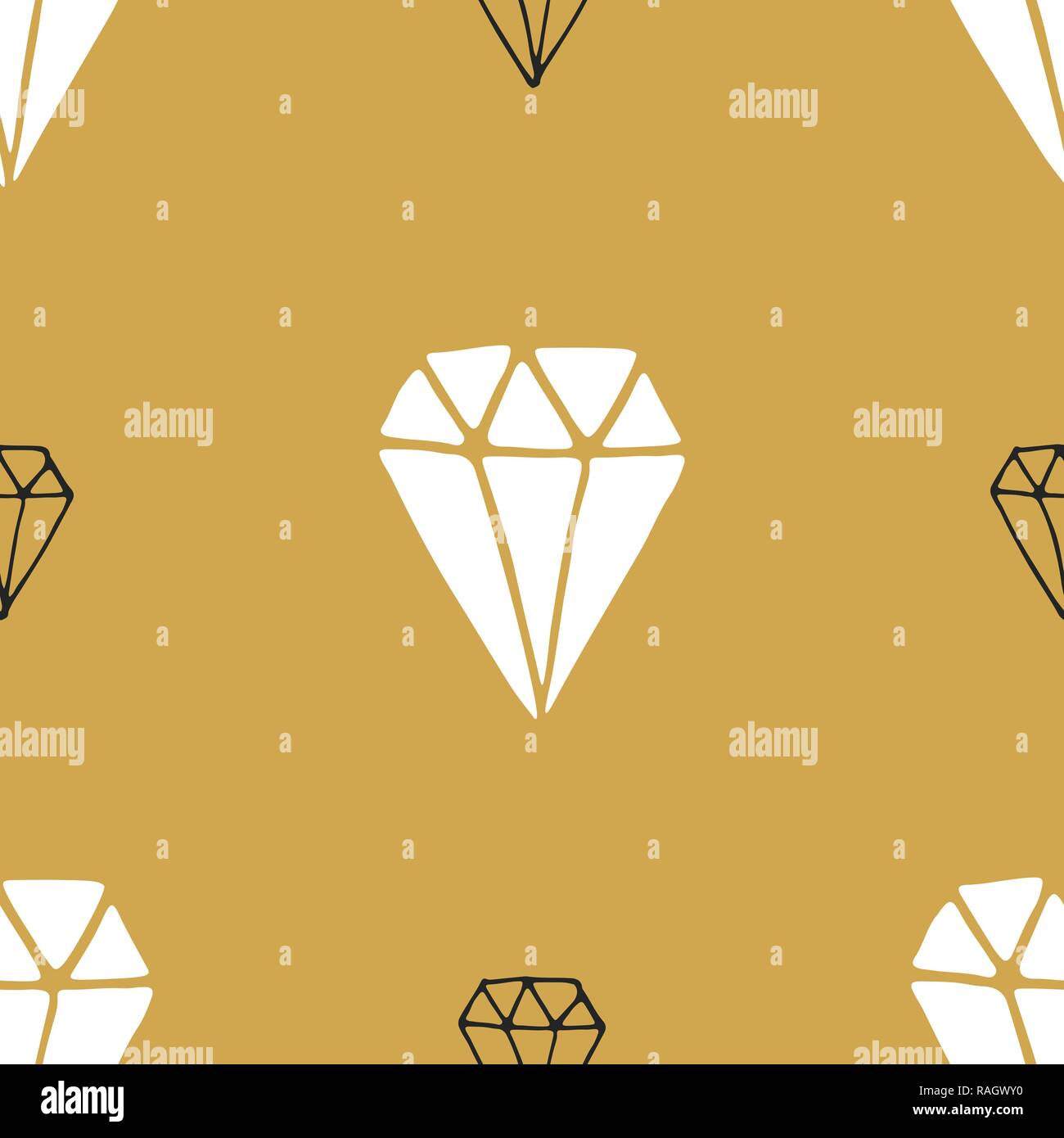 Diamond seamless pattern vector illustration. Hand drawn sketched ...