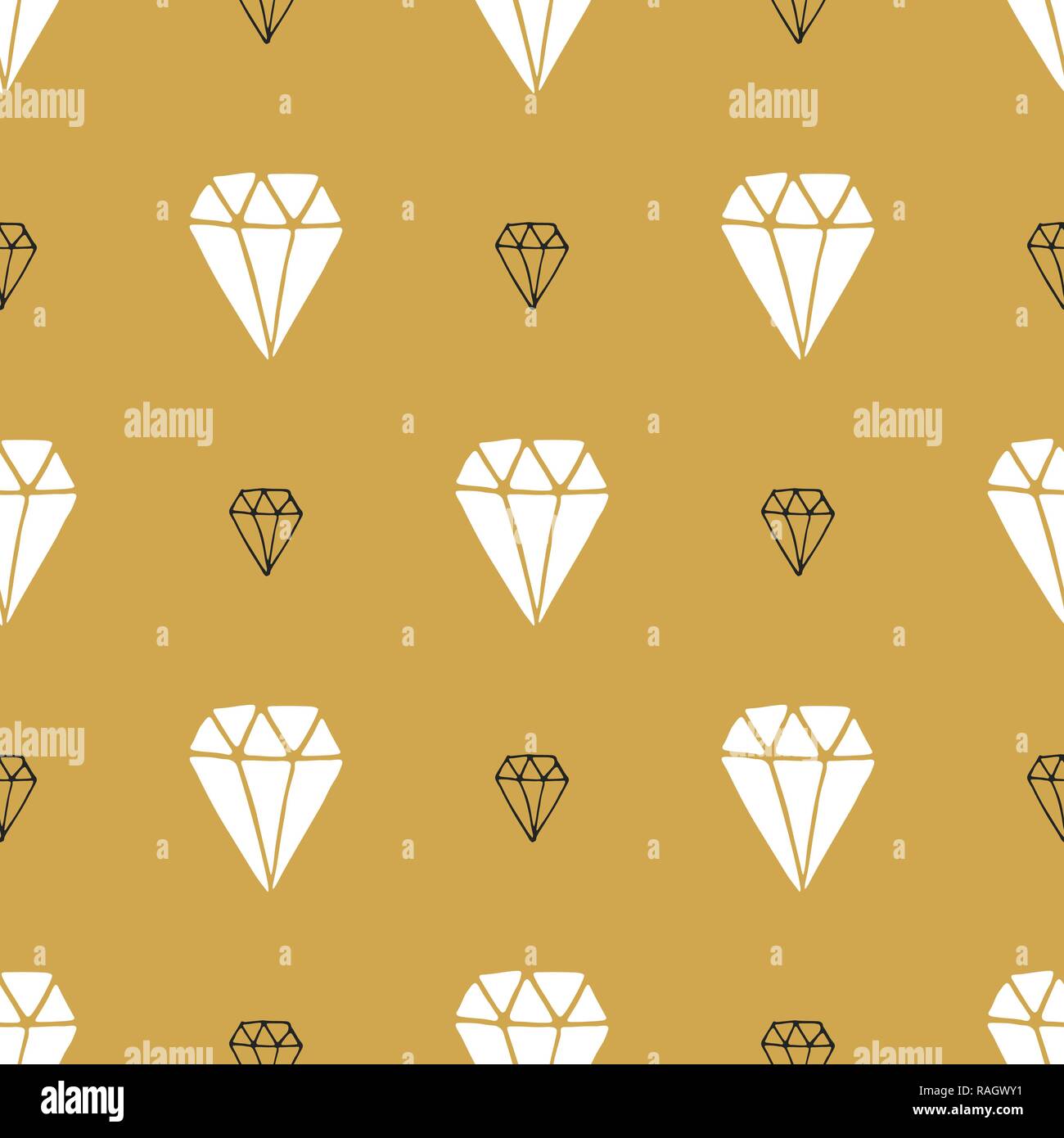 Diamond seamless pattern vector illustration. Hand drawn sketched ...