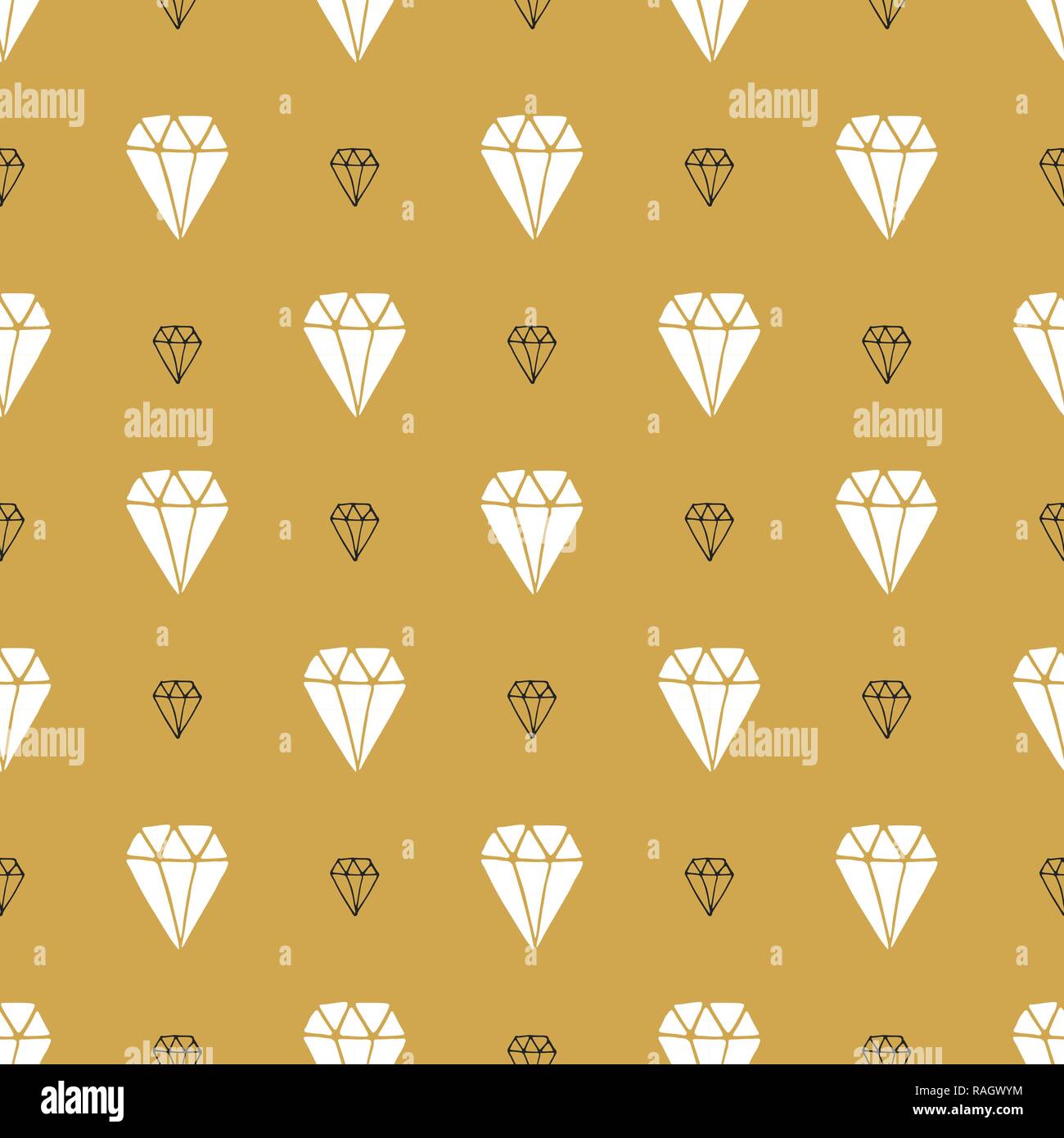 Diamond seamless pattern vector illustration. Hand drawn sketched ...