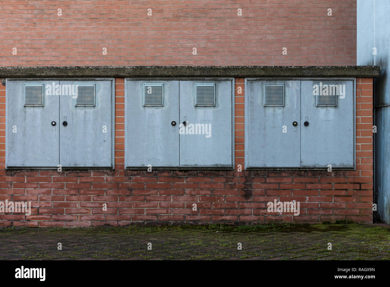 Cabinet counters meters installed in a wall Stock Photo - Alamy